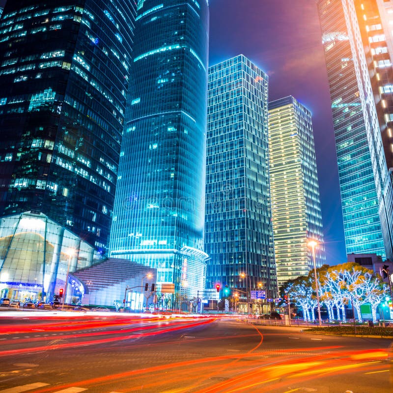 Night scene of modern city stock image. Image of building - 28693337