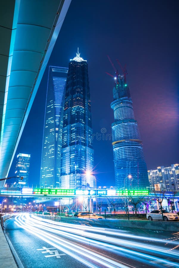 Night scene of modern city stock image. Image of architecture - 28693637