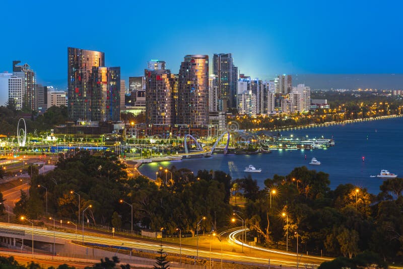 Night Scene of Perth, the Capital of Western Australia Editorial Image ...