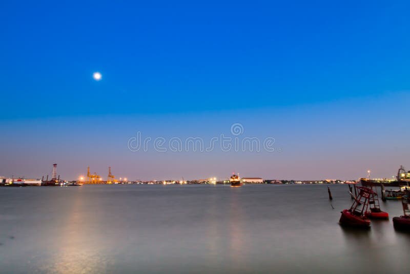 Night scene port stock photo. Image of float, buoy, beacon - 52283430