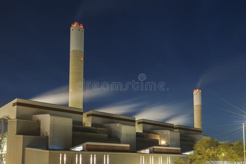 Power plant at night stock photo. Image of environmental - 268528820