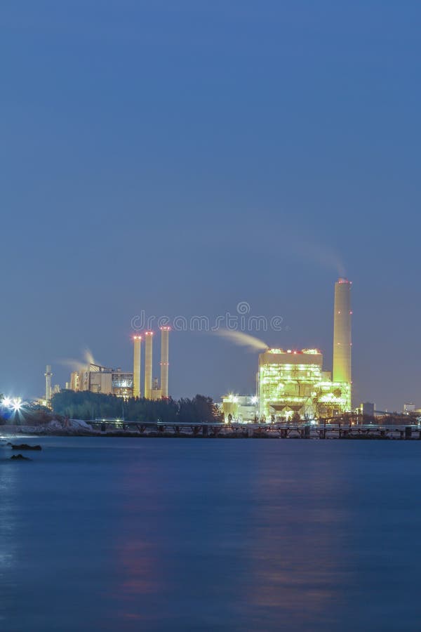 Night Scene of Power Plant with Bay Stock Photo - Image of virginia ...