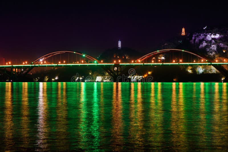 Night scene of the river stock photo. Image of night - 27436386