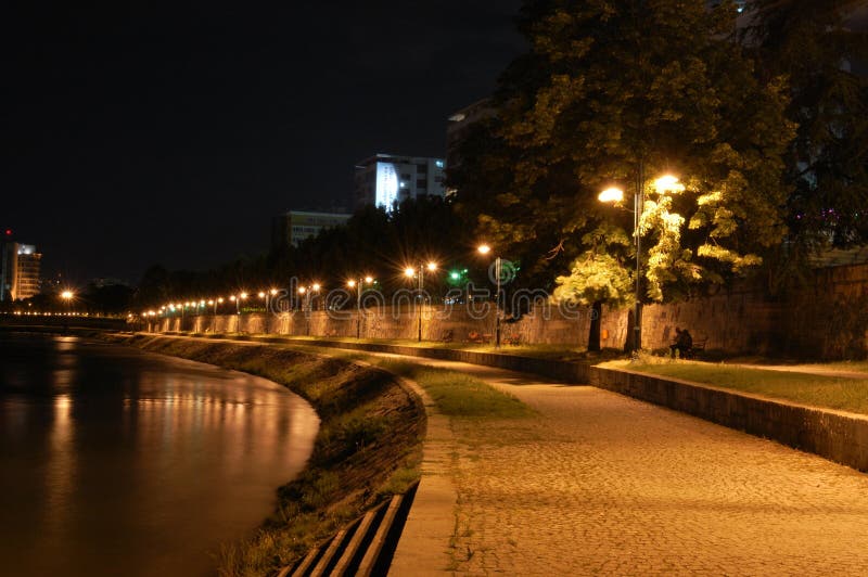 Night Scene - river Vardar stock photo. Image of shape - 13053554