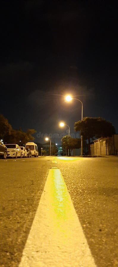 A Night Scene on a Road Ahead Stock Image - Image of lights, scene ...