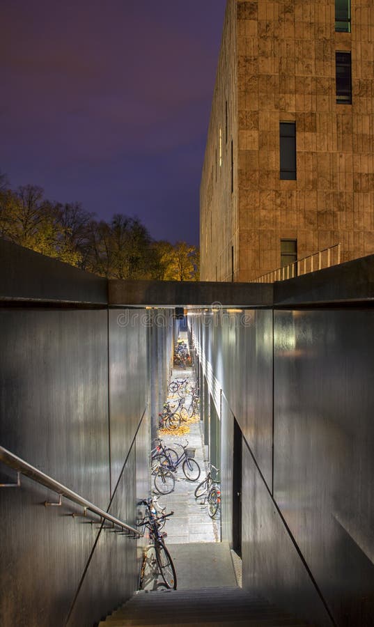 The Night Scene of the Saxon State and University Library Dresden Stock ...