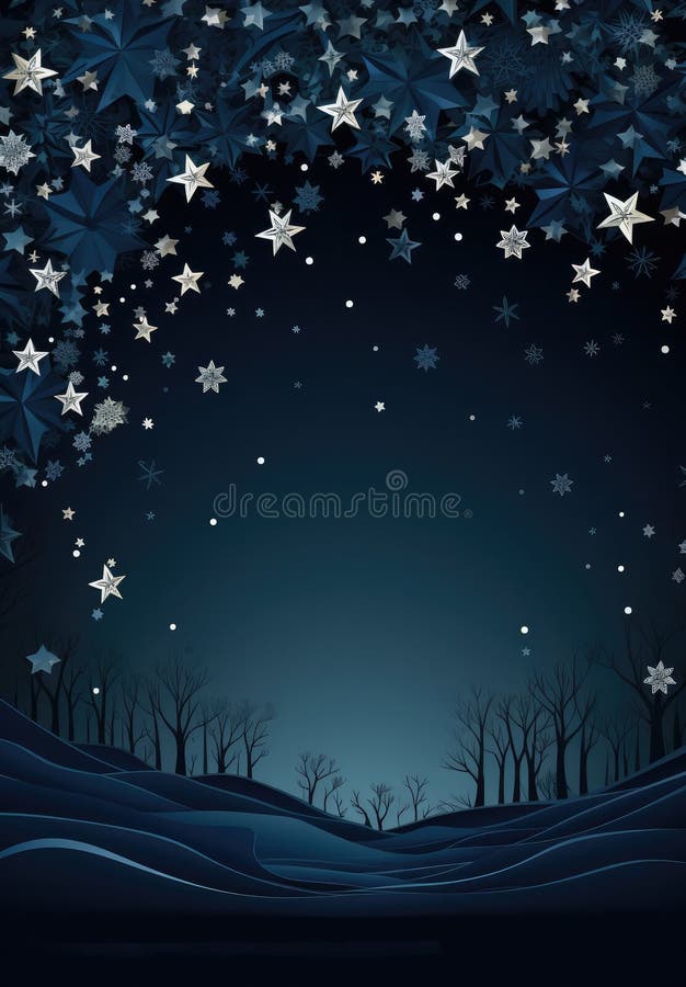 A Night Scene with Stars in the Sky Stock Illustration - Illustration ...
