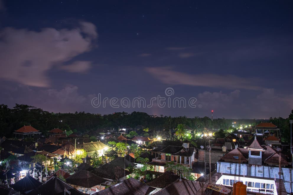 Night Scene from Top in Ubud, Indonesia 2019 Stock Image - Image of ...