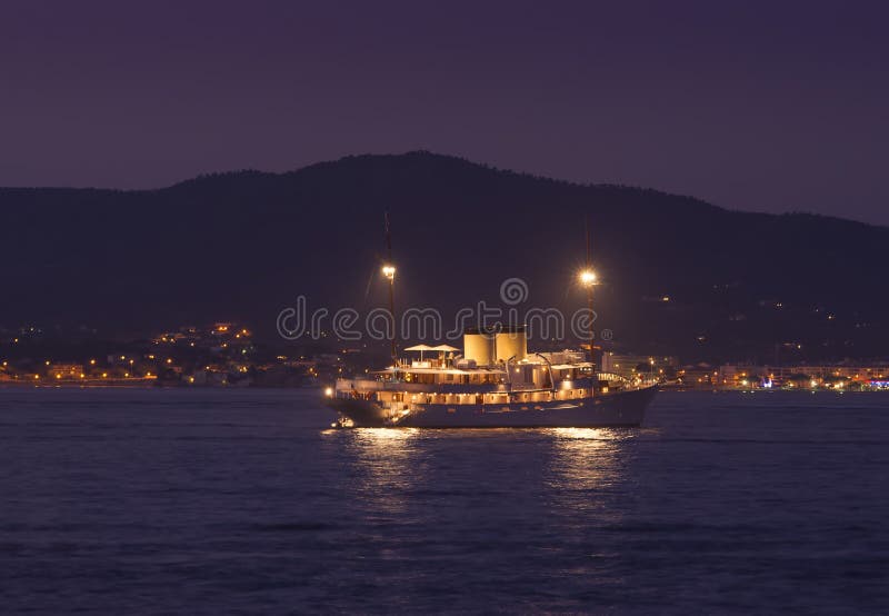 Night Scene of Vintage Boat Stock Image - Image of landscape, view ...