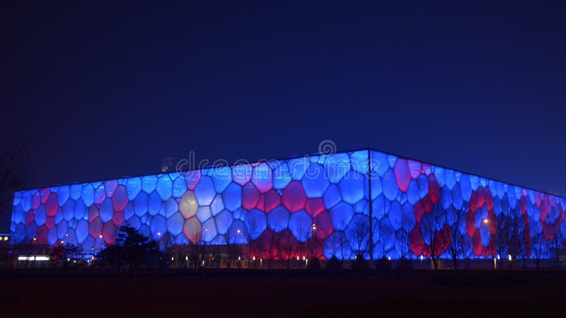 Night scene of water cube editorial photo. Image of beautiful - 50808751