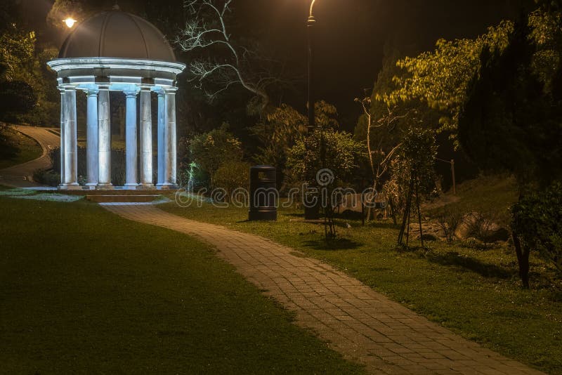 Classic pavilion in park stock image. Image of dark - 219648135