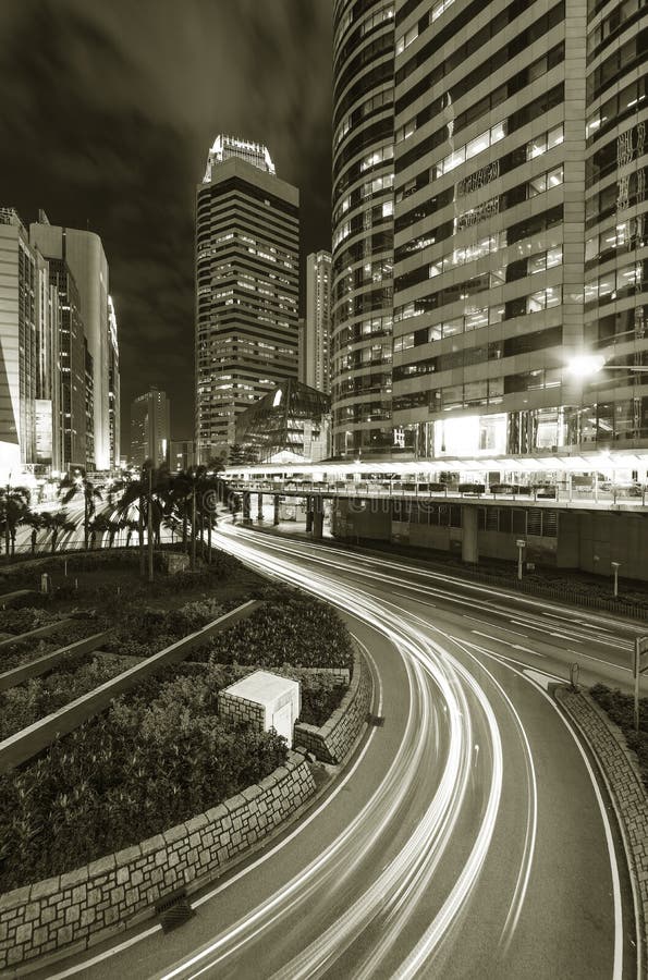 Night Scenery of Downtown District of Hong Kong City Stock Photo ...