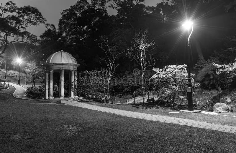 Night Scenery of Pavilion in Park Stock Image - Image of architectural ...