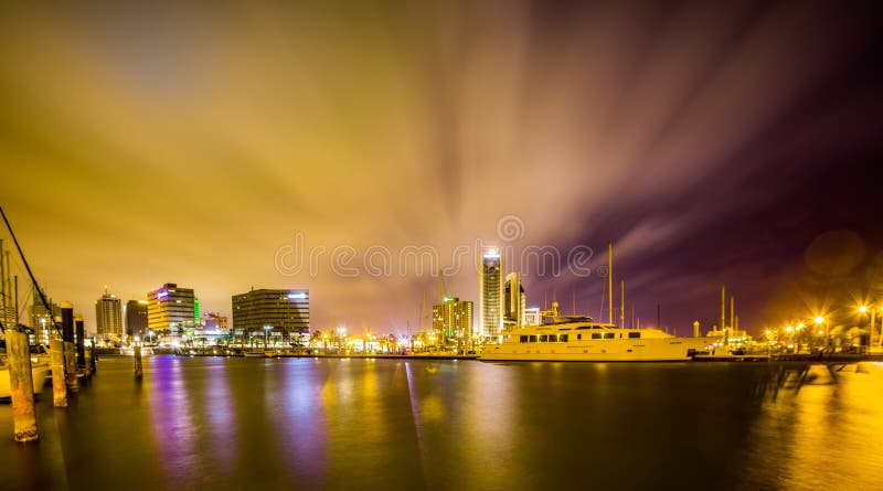 Promenade in Corpus Christi at Night Stock Image - Image of dusk ...