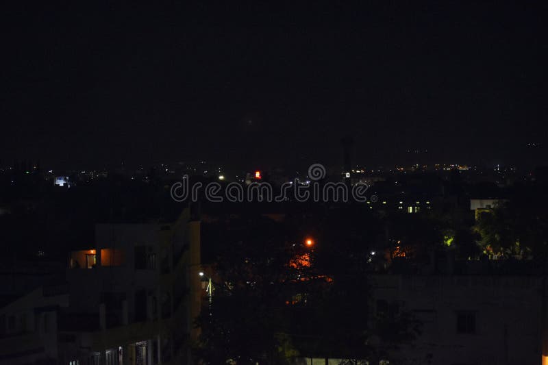 Night Scenes of a City and Buildings Stock Image - Image of darkness ...