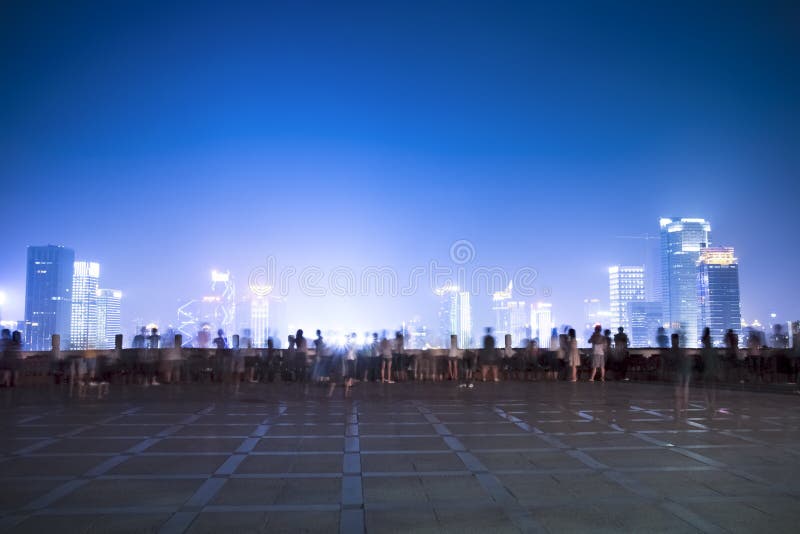 Night Scenes of City and People Stock Image - Image of construction ...