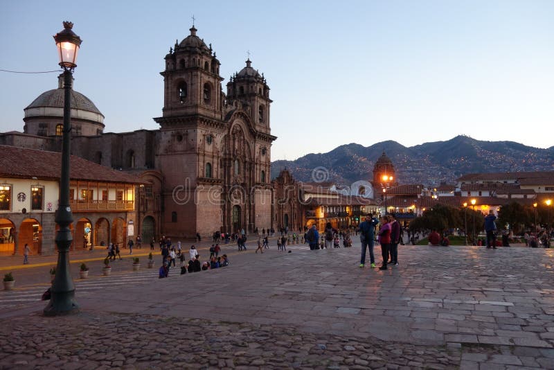 Main square in cusco peru editorial stock image. Image of evening ...
