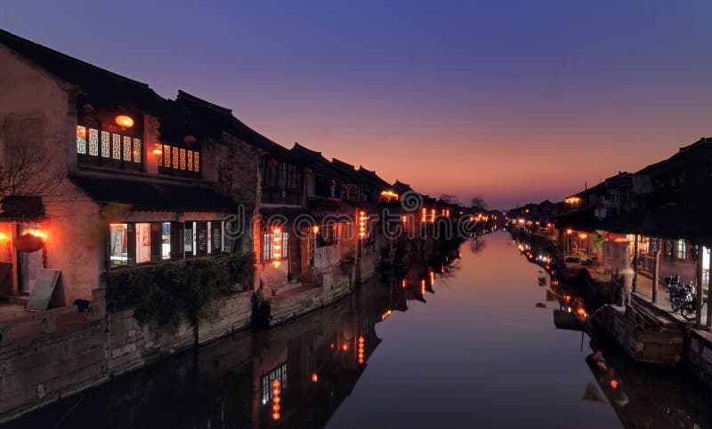 Night scenes of xitang stock photo. Image of charming - 5560476