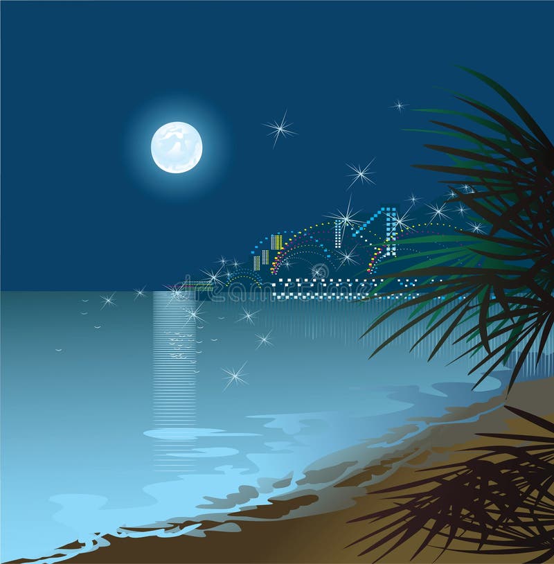 Night sea stock vector. Illustration of season, sandy - 23832415