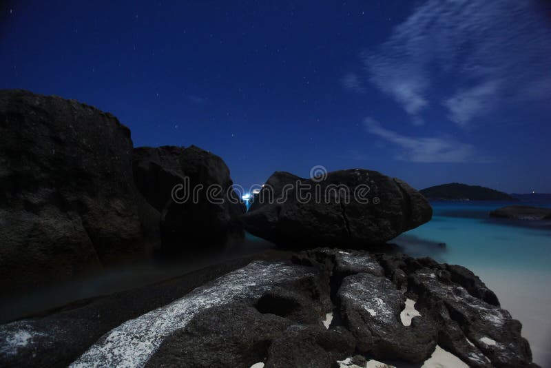 Night sea landscape stock image. Image of natural, nature - 60009727