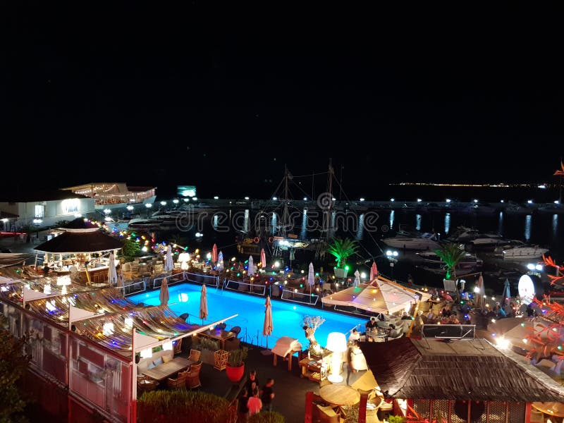 Night sea shore view editorial photo. Image of view - 163434606