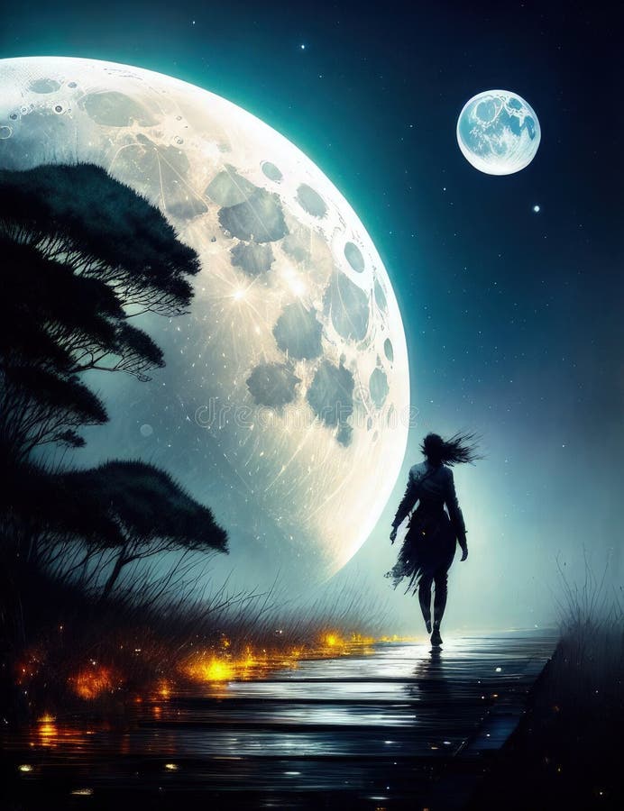 Walking Under Moonlight Stock Illustrations – 63 Walking Under ...
