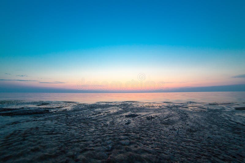 Night Seaview Landscape with Moonlight in the Water Stock Image - Image ...