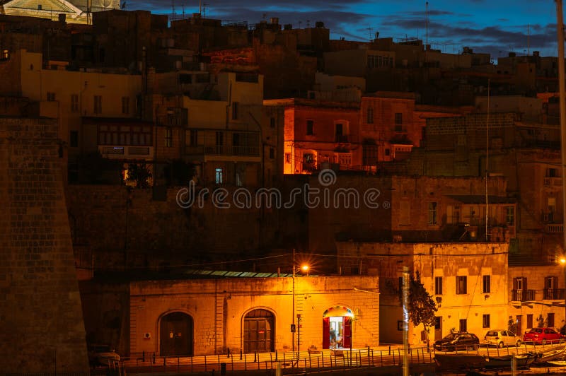 Night in Senglea stock image. Image of tourist, townscape - 150536053