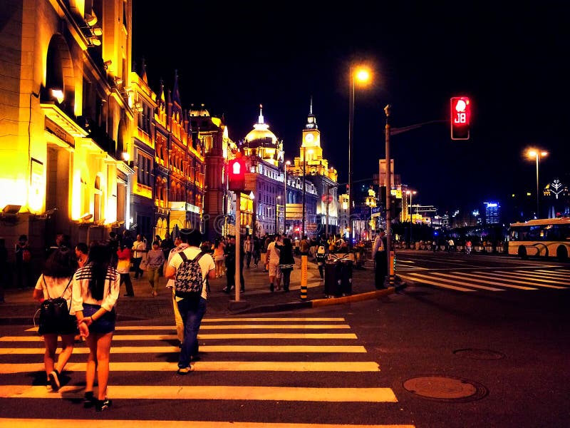 Night in shanghai editorial stock photo. Image of shanghai - 70387798