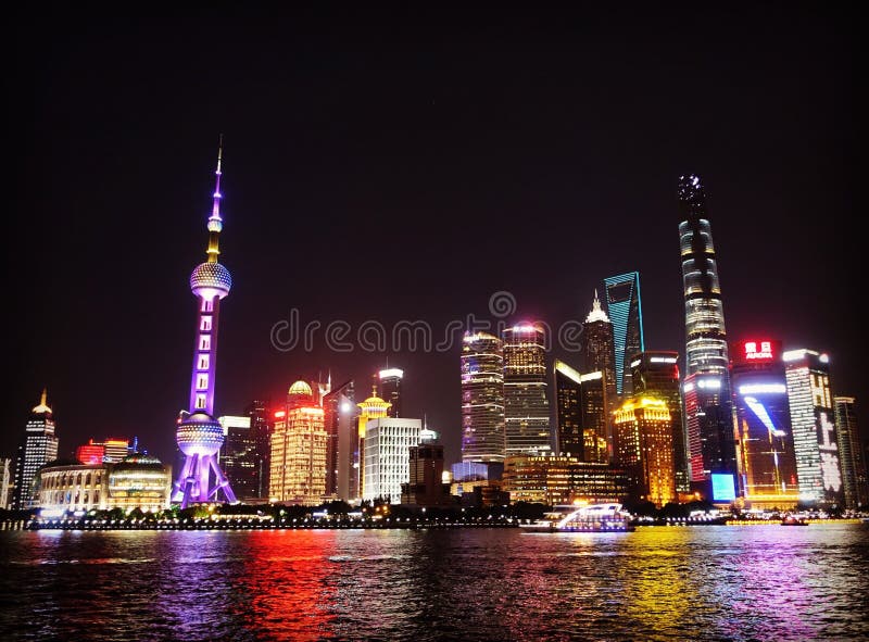 Night in Shanghai editorial image. Image of buildings - 76555710