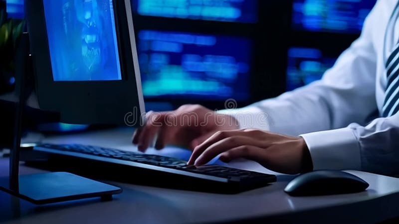 Night Shift Coder stock video. Video of employee, monitor - 373177643