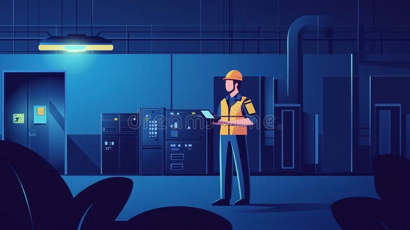 Night Shift Engineer in Anime Vector Style Stock Photo - Image of ...