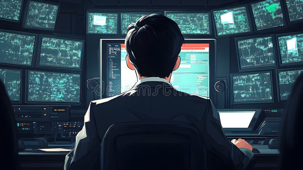 AI-Generated Hacker Workstation Stock Illustration - Illustration of ...