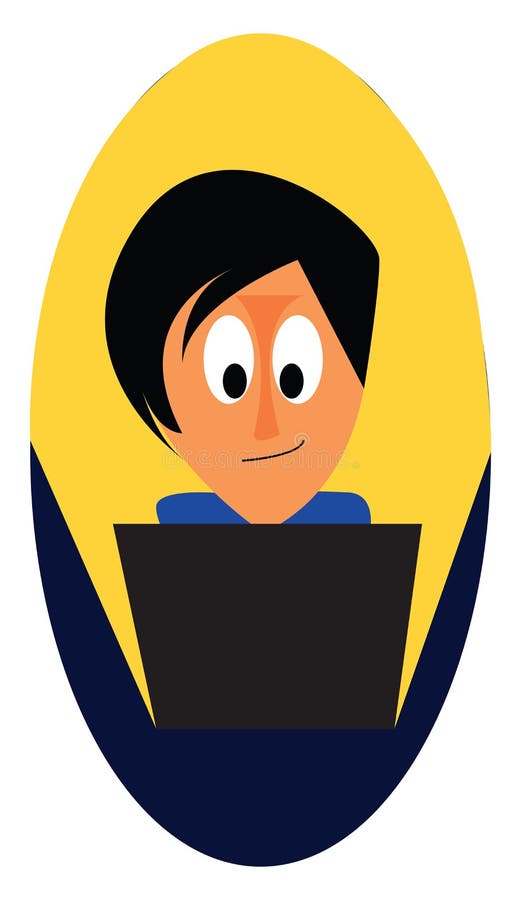 A Person at Office Working on His Laptop during Night Shift Vector ...