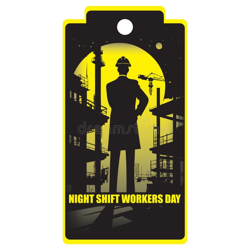 Night Shift Workers Day Label Stock Illustration - Illustration of ...