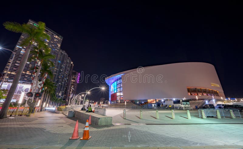Night Shot AA Arena Downtown Miami Editorial Photo - Image of palm ...