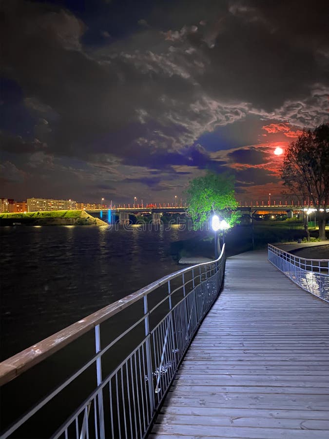 Night Shot of the Bridge and Night Sky Stock Image - Image of ...