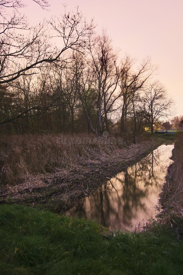 Night Shot of Ditch stock photo. Image of landscape, vertical - 48291298