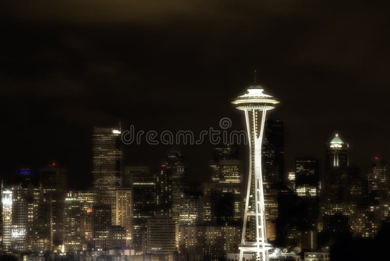 A Night Shot of Downtown Seattle from Kerry Park Editorial Photo ...