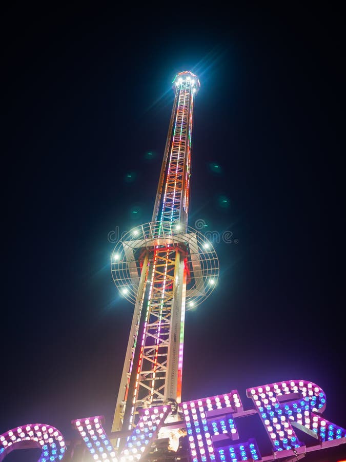 Night Shot of a Illuminated Hangover Tower Stock Image - Image of ...