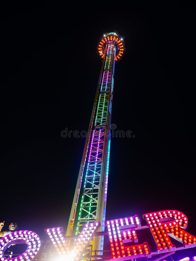 Night Shot of a Illuminated Hangover Tower Stock Image - Image of ...