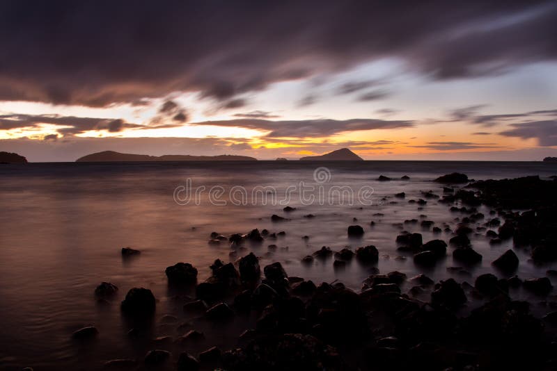 Night shot of ocean shore stock photo. Image of seaside - 17675046
