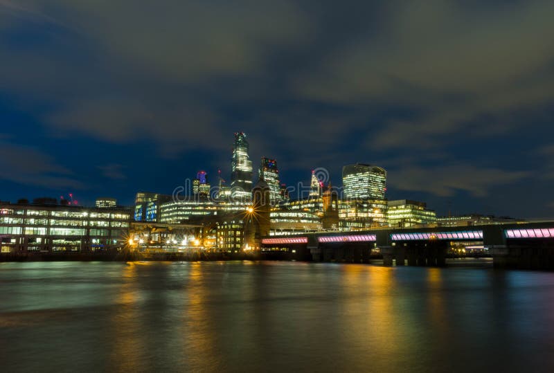 Night Shot at the River Themes in London. Stock Photo - Image of themes ...
