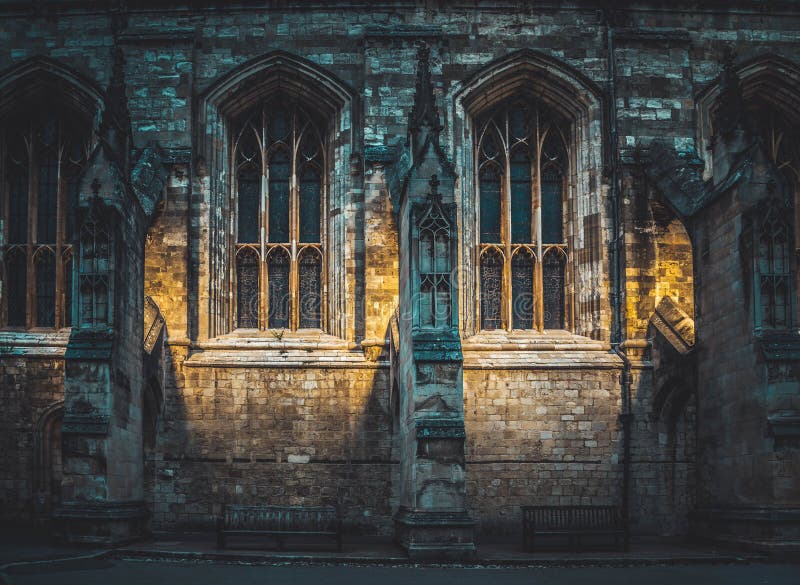 Night Shot of the Winchester Cathedral Windows Stock Image - Image of ...