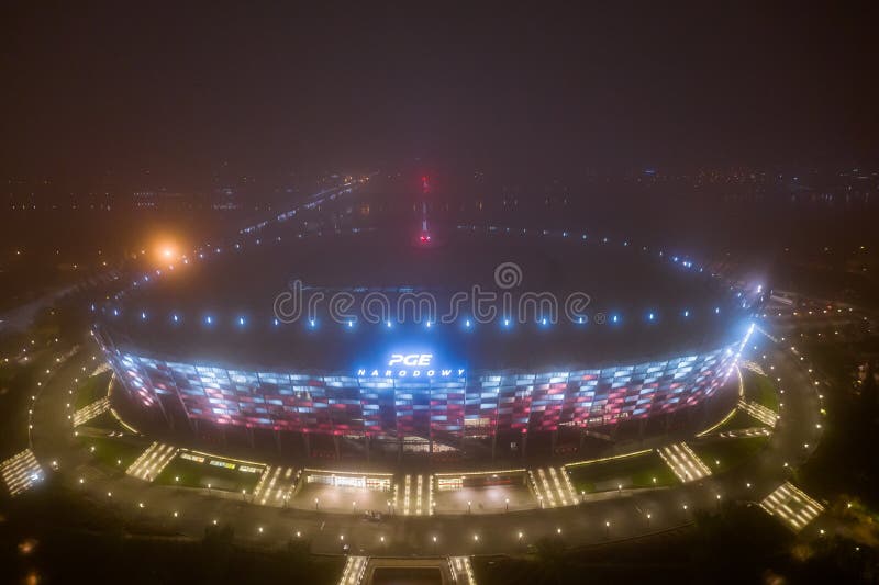 Night Shots of the National Stadium Stock Image - Image of arena, drone ...