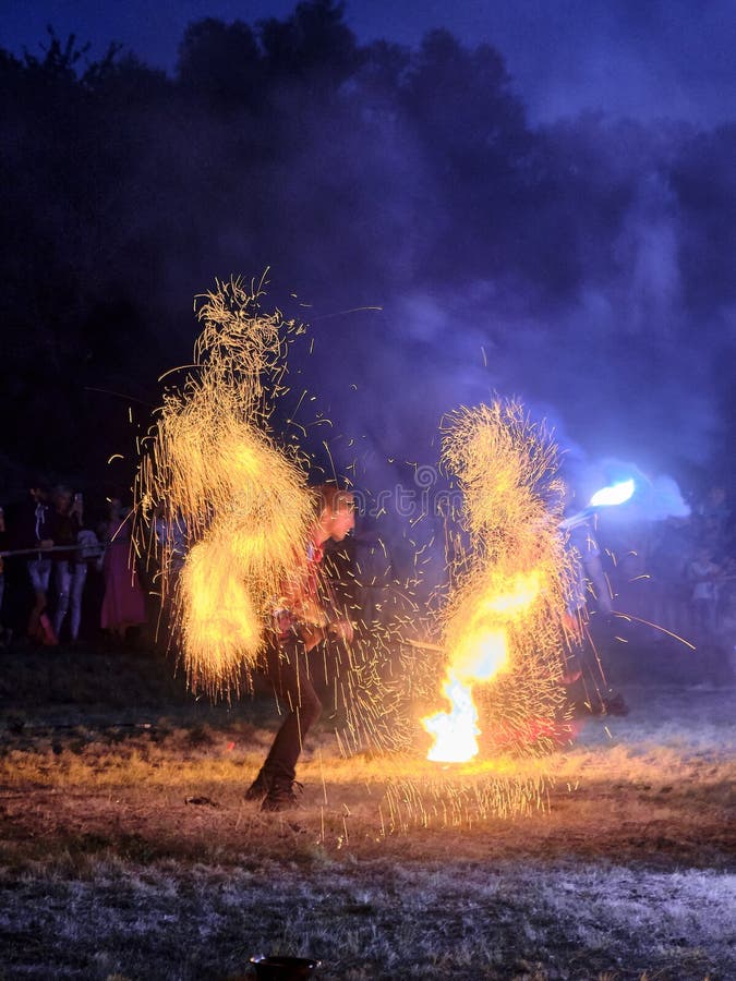 Night show dance with fire editorial photography. Image of juggling ...