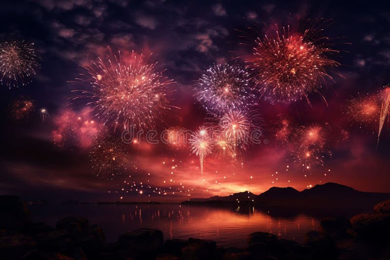 Night Sky Ablaze with a Spectacular Display of Stock Illustration ...