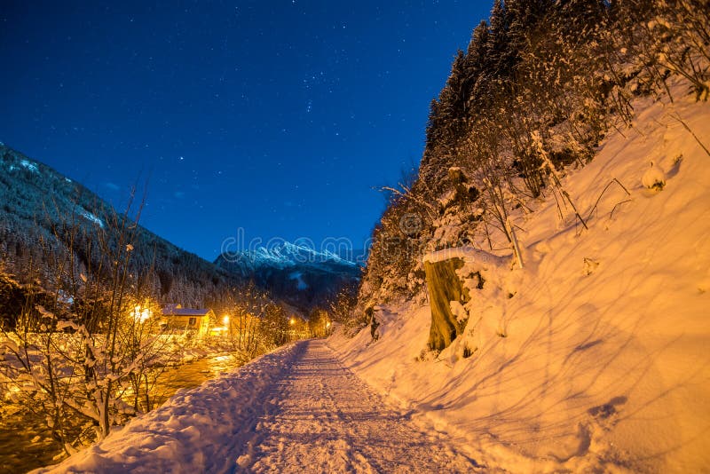 Night Sky in the Alps with Snow Stock Image - Image of astrophotography ...
