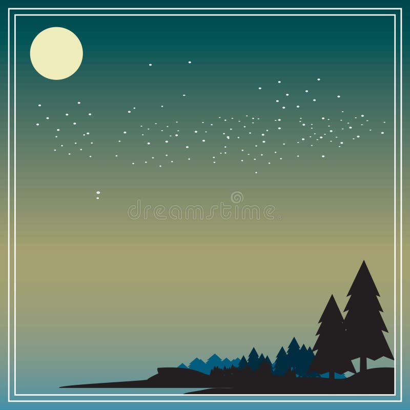 Night Sky Background Design Stock Vector - Illustration of moonlit ...