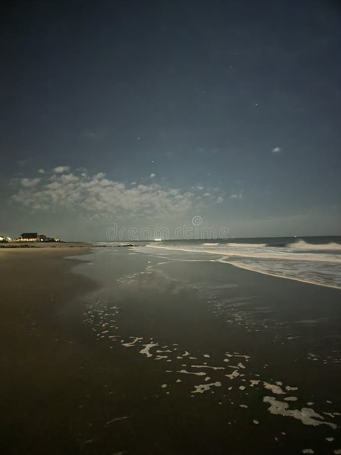 Night Sky and Beach Waves and Vibes Stock Photo - Image of beach, night ...